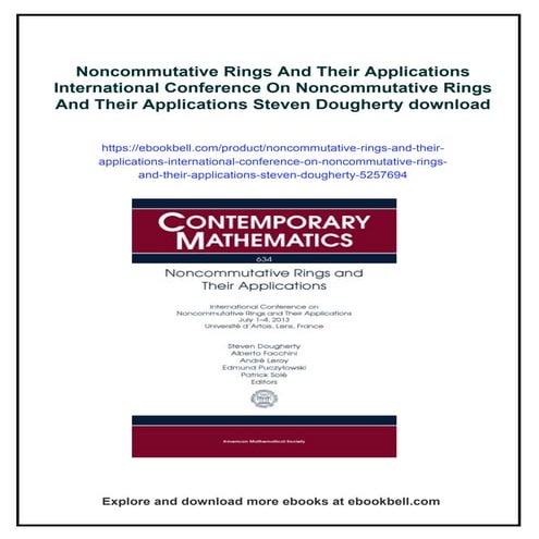 Noncommutative Rings And Their Applications International Conference On ...