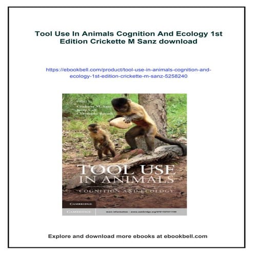 Tool Use In Animals Cognition And Ecology 1st Edition Crickette M Sanz ...