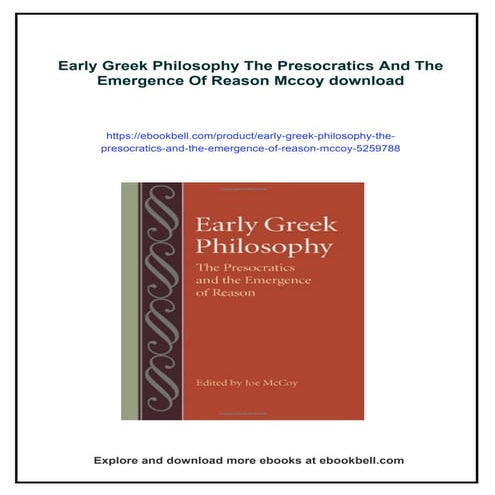 Early Greek Philosophy The Presocratics And The Emergence Of Reason ...