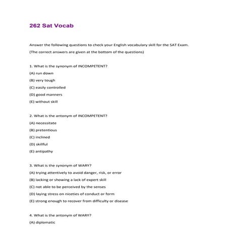 262 Sat Vocab | PDF