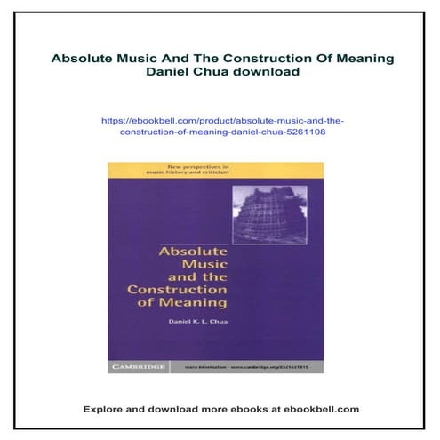 Absolute Music And The Construction Of Meaning Daniel Chua | PDF