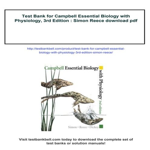 Campbell Essential Biology 6th Edition Simon Test Bank | PDF