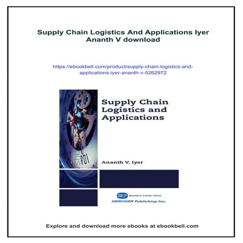 Supply Chain Logistics And Applications Iyer Ananth V | PDF