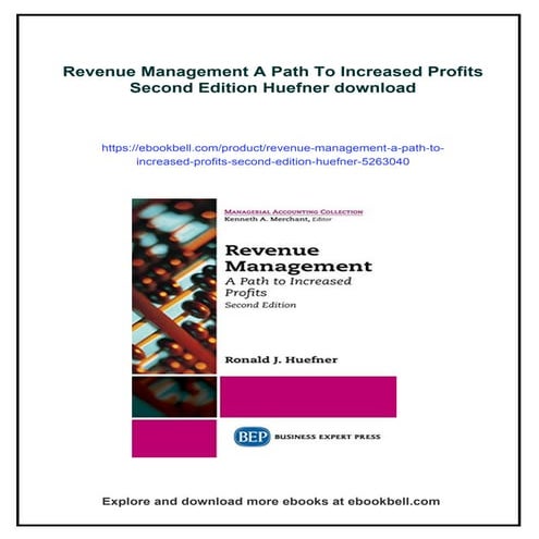 Revenue Management A Path To Increased Profits Second Edition Huefner | PDF