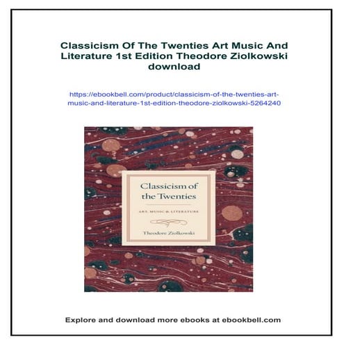 Classicism Of The Twenties Art Music And Literature 1st Edition ...