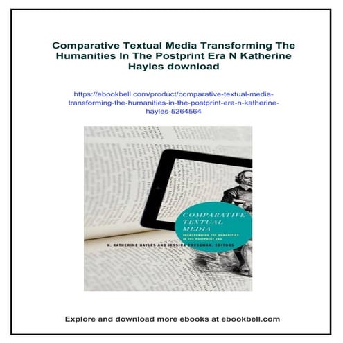 Comparative Textual Media Transforming The Humanities In The Postprint ...