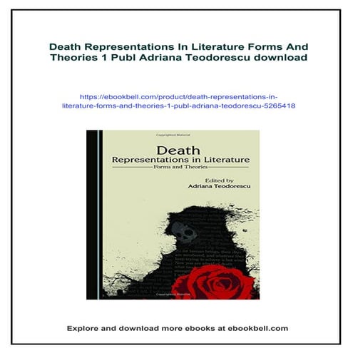 Death Representations In Literature Forms And Theories 1 Publ Adriana ...