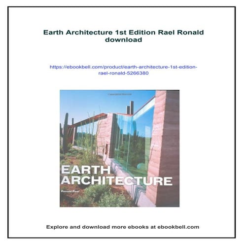 Earth Architecture 1st Edition Rael Ronald | PDF
