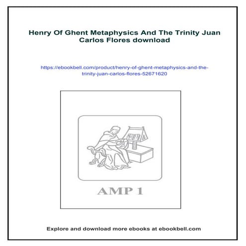 Henry Of Ghent Metaphysics And The Trinity Juan Carlos Flores | PDF