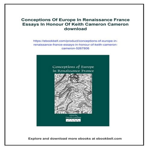 Conceptions Of Europe In Renaissance France Essays In Honour Of Keith ...
