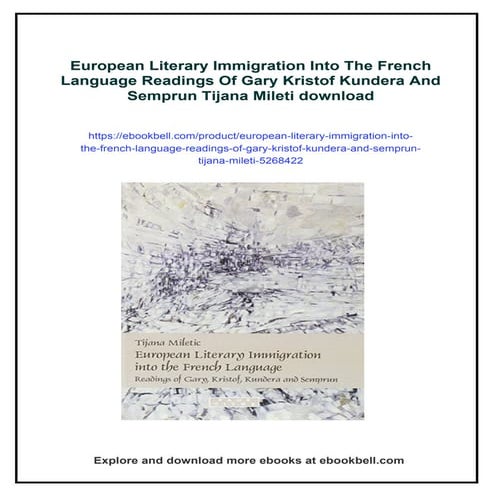 European Literary Immigration Into The French Language Readings Of Gary ...