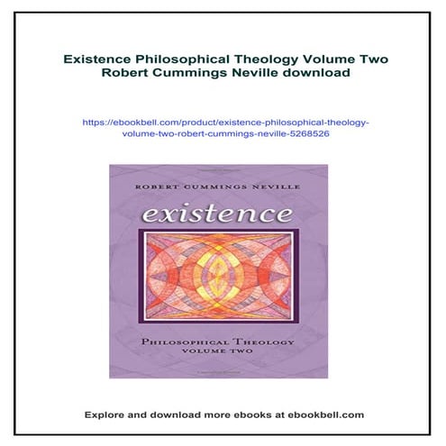 Existence Philosophical Theology Volume Two Robert Cummings Neville | PDF