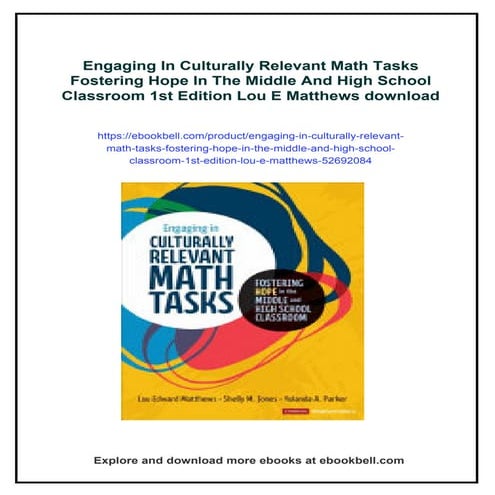 Engaging In Culturally Relevant Math Tasks Fostering Hope In The Middle ...