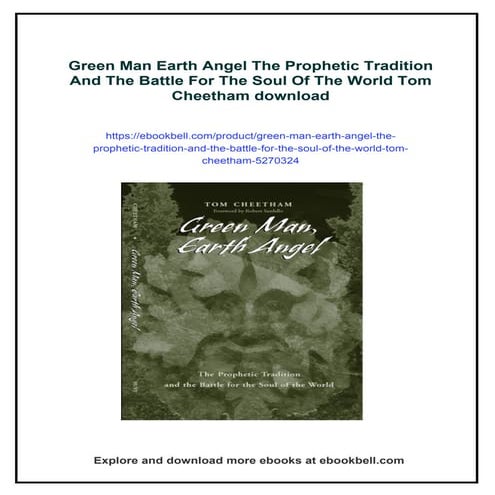 Green Man Earth Angel The Prophetic Tradition And The Battle For The ...