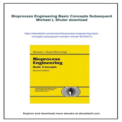Bioprocess Engineering Basic Concepts Subsequent Michael L Shuler | PDF