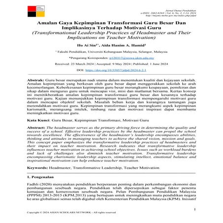 Amalan Gaya Kepimpinan Transformasi Guru Besar | PDF