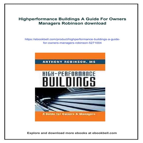 Highperformance Buildings A Guide For Owners Managers Robinson | PDF