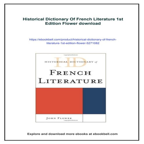 Historical Dictionary Of French Literature 1st Edition Flower | PDF