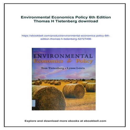 Environmental Economics Policy 6th Edition Thomas H Tietenberg | PDF