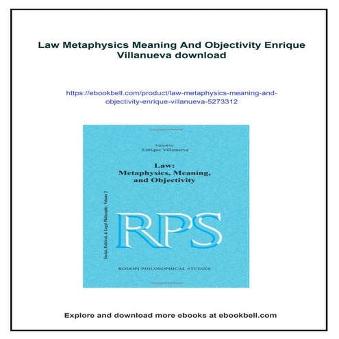 Law Metaphysics Meaning And Objectivity Enrique Villanueva | PDF