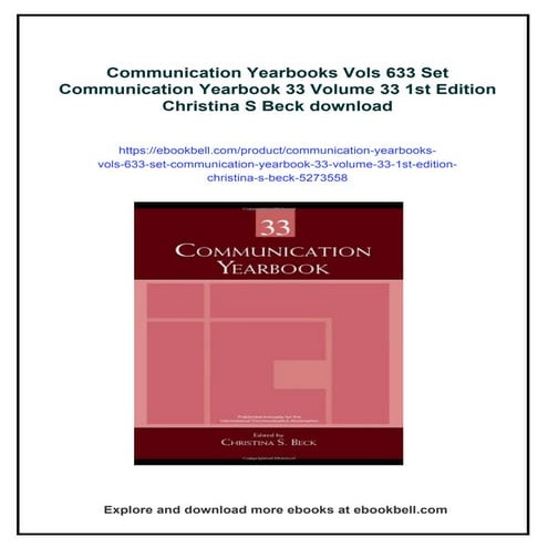 Communication Yearbooks Vols 633 Set Communication Yearbook 33 Volume ...