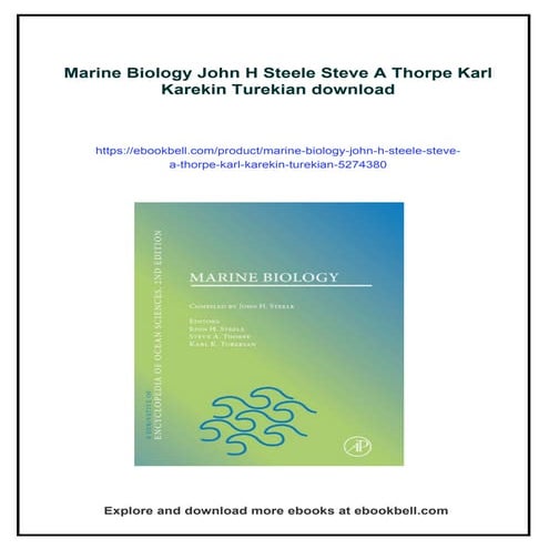 Marine Biology John H Steele Steve A Thorpe Karl Karekin Turekian | PDF