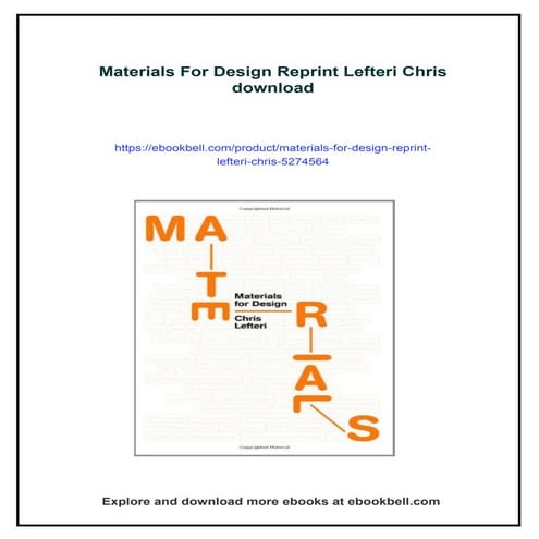 Materials For Design Reprint Lefteri Chris | PDF