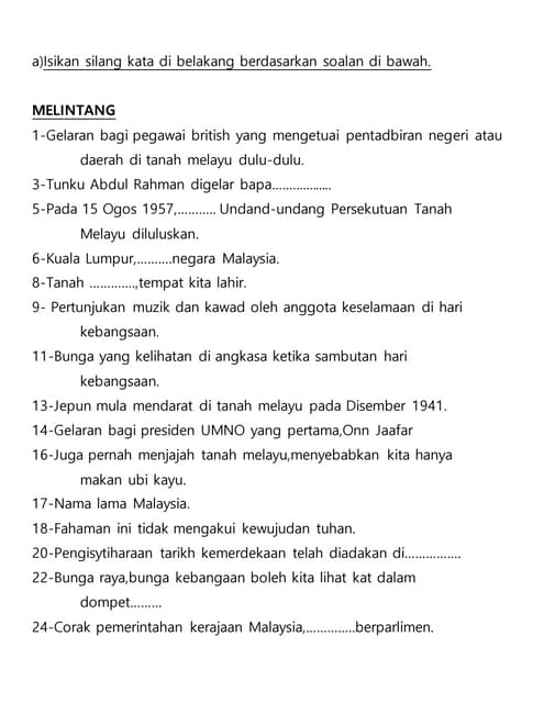 Kuiz sejarah merdeka 2020 | DOCX