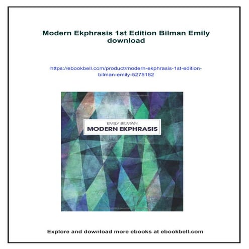 Modern Ekphrasis 1st Edition Bilman Emily | PDF
