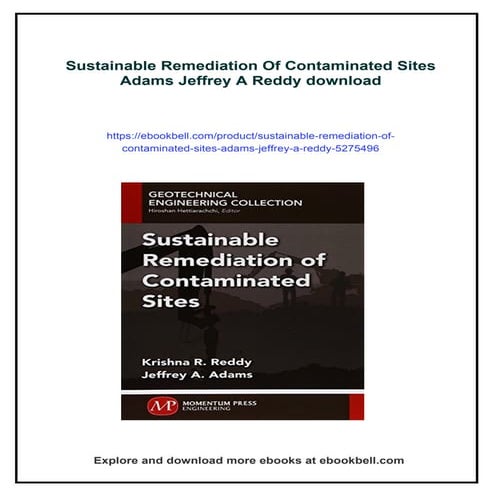Sustainable Remediation Of Contaminated Sites Adams Jeffrey A Reddy | PDF