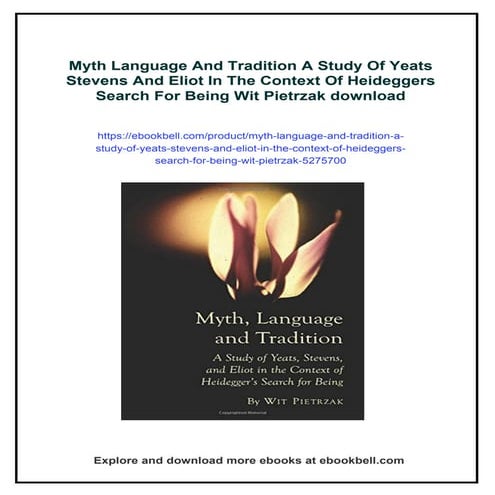 Myth Language And Tradition A Study Of Yeats Stevens And Eliot In The ...