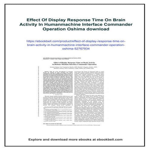 Effect Of Display Response Time On Brain Activity In Humanmachine Interface Commander Operation ...