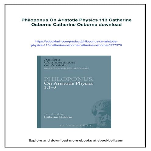Philoponus On Aristotle Physics 113 Catherine Osborne Catherine Osborne | PDF