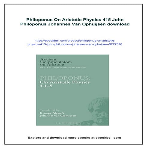 Philoponus On Aristotle Physics 415 John Philoponus Johannes Van Ophuijsen | PDF