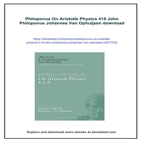 Philoponus On Aristotle Physics 415 John Philoponus Johannes Van ...