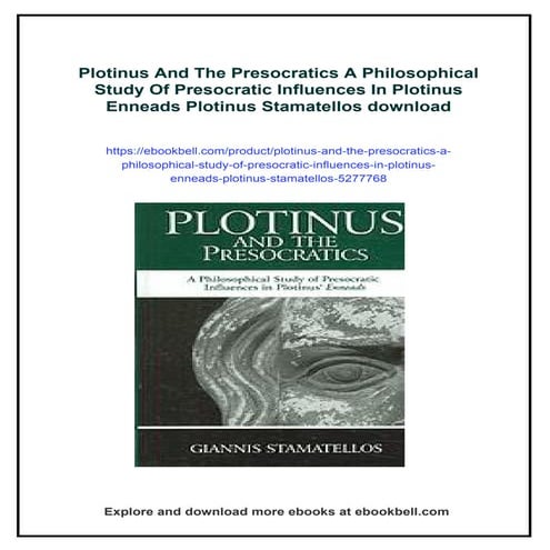 Plotinus And The Presocratics A Philosophical Study Of Presocratic Influences In Plotinus ...