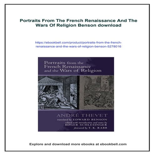 Portraits From The French Renaissance And The Wars Of Religion Benson | PDF