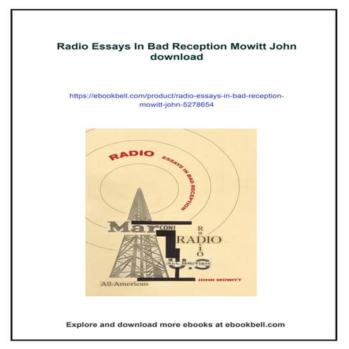 Radio Essays In Bad Reception Mowitt John | PDF