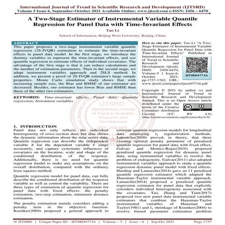 A Two Stage Estimator Of Instrumental Variable Quantile Regression For