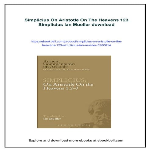 Simplicius On Aristotle On The Heavens 123 Simplicius Ian Mueller | PDF