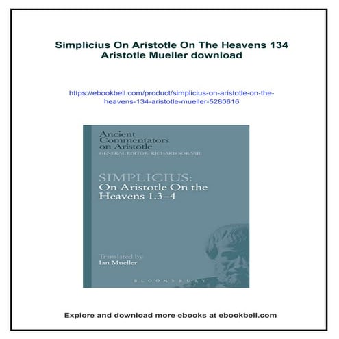 Simplicius On Aristotle On The Heavens 134 Aristotle Mueller | PDF