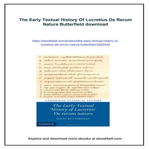 The Early Textual History Of Lucretius De Rerum Natura Butterfield | PDF