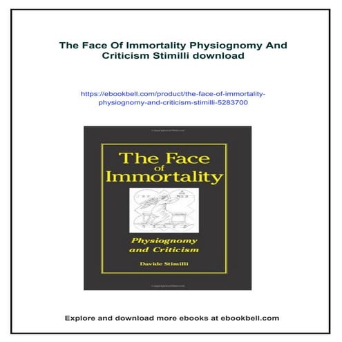 The Face Of Immortality Physiognomy And Criticism Stimilli | PDF