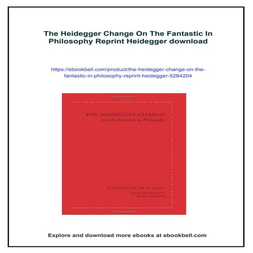 The Heidegger Change On The Fantastic In Philosophy Reprint Heidegger | PDF