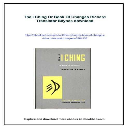 The I Ching Or Book Of Changes Richard Translator Baynes | PDF