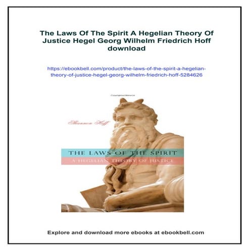 The Laws Of The Spirit A Hegelian Theory Of Justice Hegel Georg Wilhelm ...