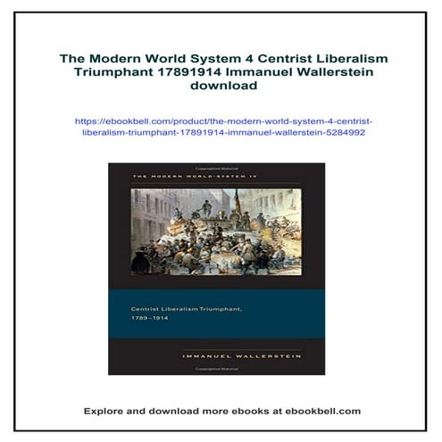 The Modern World System 4 Centrist Liberalism Triumphant 17891914 ...