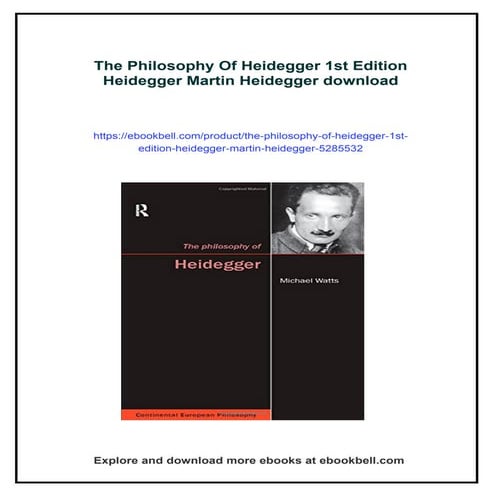 The Philosophy Of Heidegger 1st Edition Heidegger Martin Heidegger | PDF