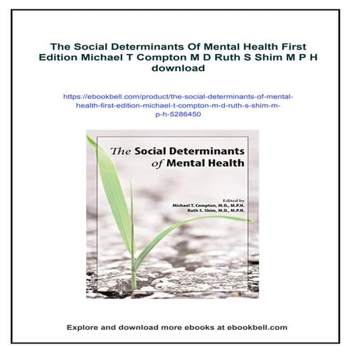 The Social Determinants Of Mental Health First Edition Michael T ...