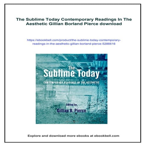 The Sublime Today Contemporary Readings In The Aesthetic Gillian ...